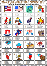 4th of July ESL Vocabulary Worksheets