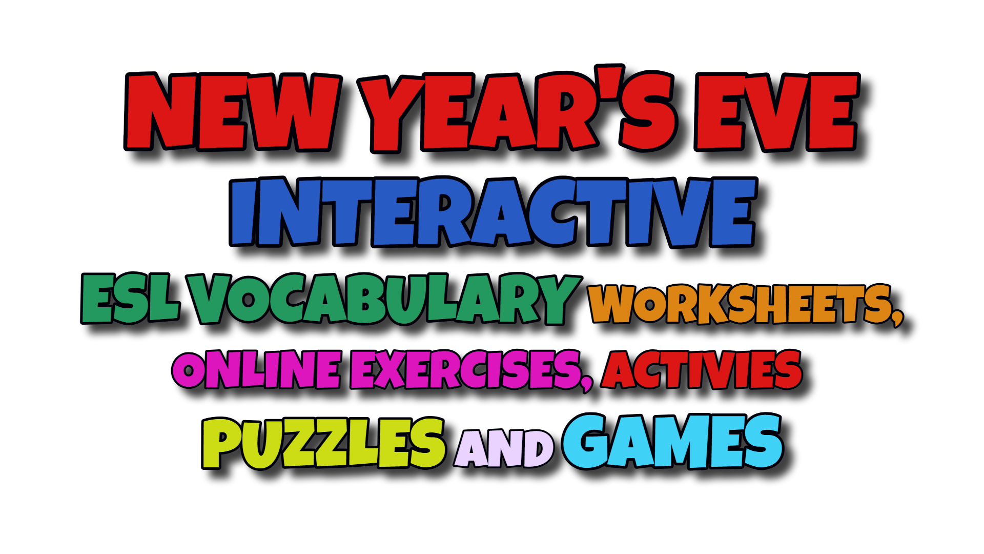 New Year's Eve ESL Interactive Vocabulary Worksheets