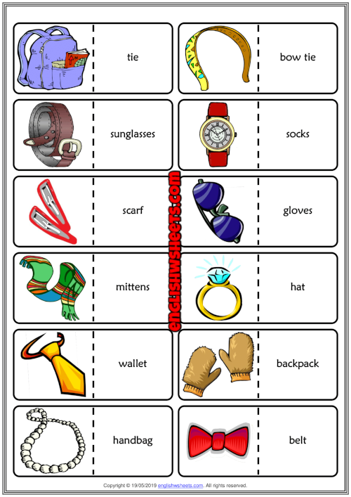 Accessories ESL Printable Dominoes Game For Kids