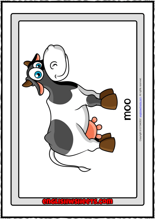 Animal Sounds ESL Printable Flashcards With Words