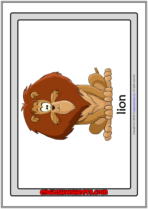 Animals ESL Printable Flashcards With Words for Kids