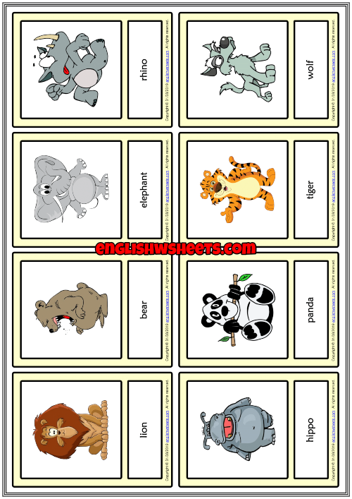 Animals ESL Printable Vocabulary Learning Cards For Kids