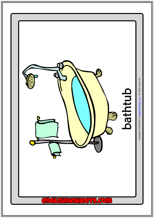 Bathroom Objects ESL Printable Flashcards With Words
