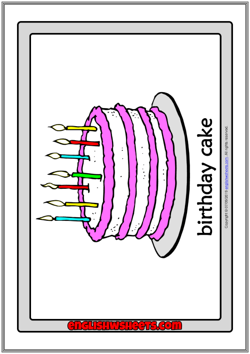 Birthdays ESL Printable Flashcards With Words for Kids