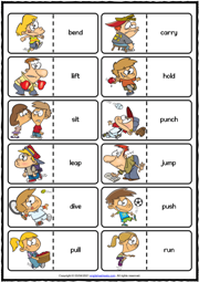 Body Movement Verbs ESL Printable Dominoes Games