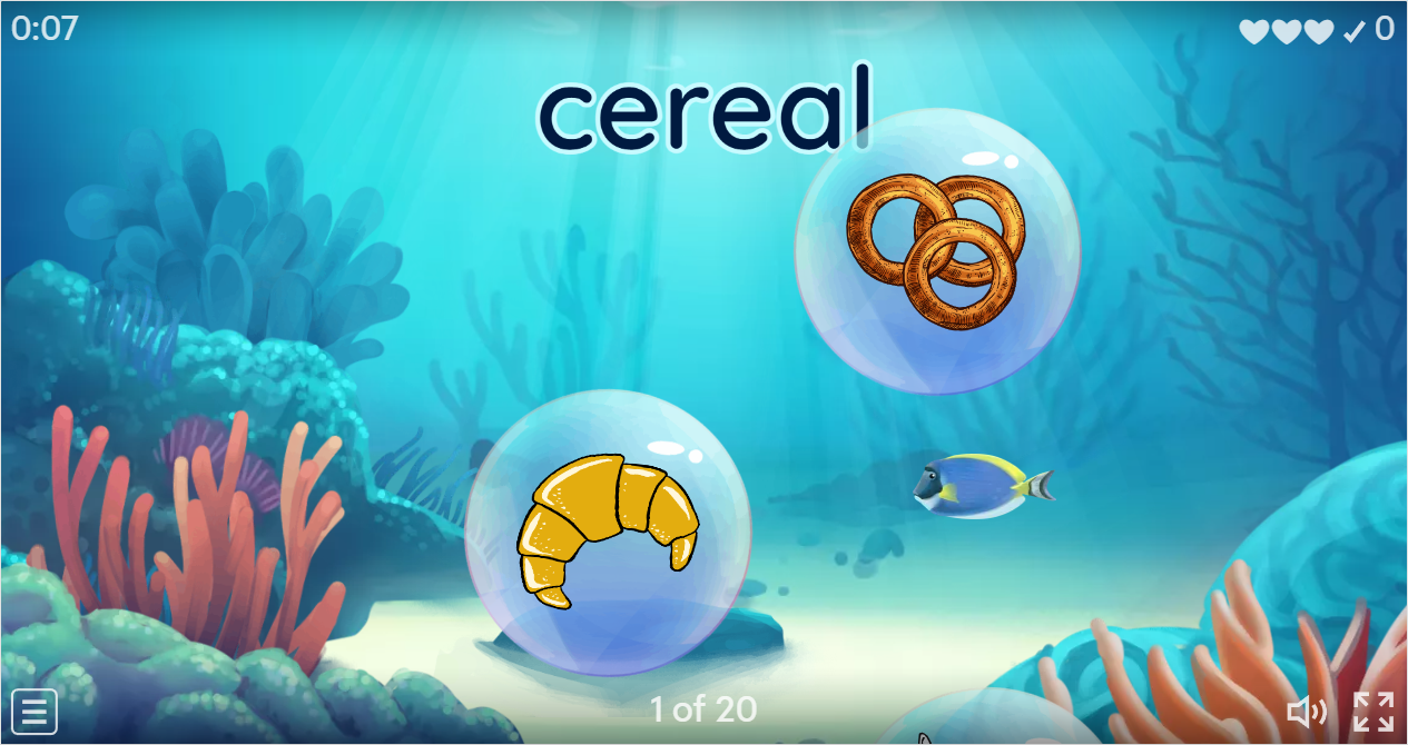 Breakfast ESL Vocabulary Flying Fruit Game