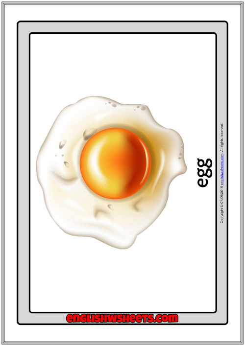 Breakfast ESL Printable Flashcards With Words for Kids