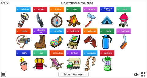 Camping ESL Interactive Vocabulary Worksheets
