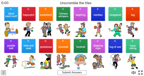 Children Games ESL Interactive Vocabulary Worksheets