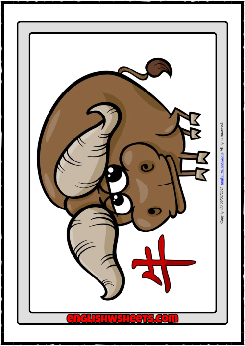 Chinese Zodiac Signs ESL Flashcards Without Words for Kids