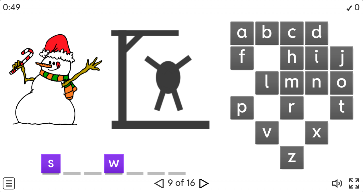 Christmas Vocabulary ESL Interactive Hangman Game