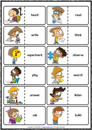 Classroom Verbs ESL Vocabulary Worksheets