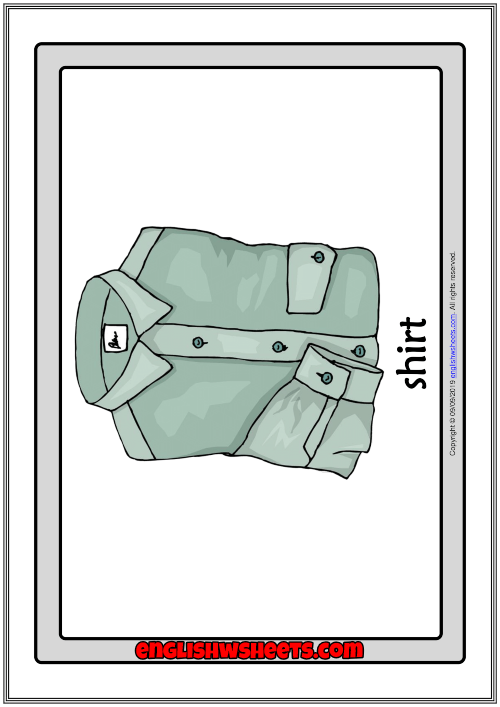 Clothes and Accessories ESL Flashcards With Words For Kids