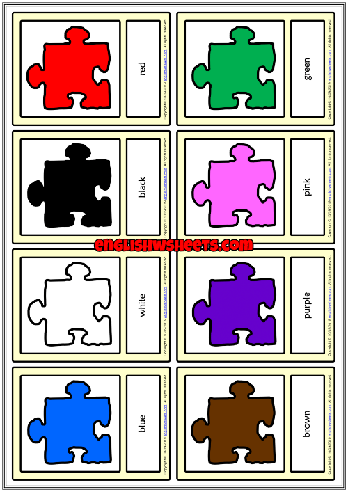 Colours ESL Printable Vocabulary Learning Cards For Kids