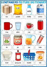 Containers ESL Vocabulary Worksheets