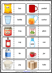 Containers ESL Vocabulary Worksheets
