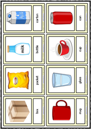 Containers ESL Vocabulary Worksheets