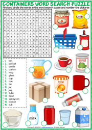 Containers ESL Vocabulary Worksheets