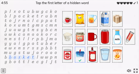 Containers ESL Interactive Vocabulary Worksheets