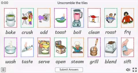 Cooking Verbs ESL Interactive Worksheets (B)