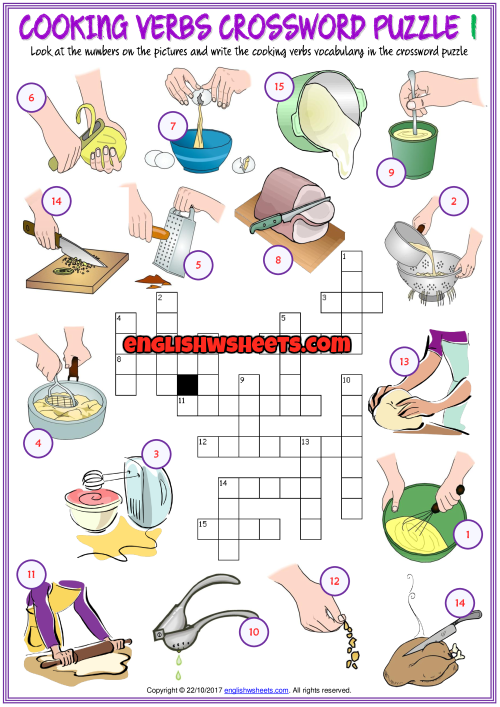 Cooking Verbs ESL Crossword Puzzle Worksheets For Kids Cooking Verbs ESL Crossword Puzzle Worksheets For Kids