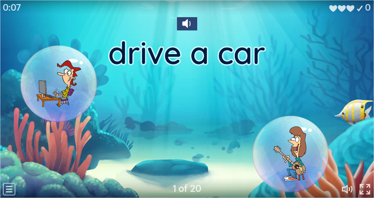 Daily Routines ESL Vocabulary Flying Fruit Game