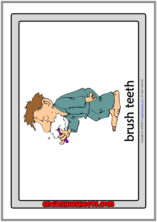 Daily Routines ESL Printable Flashcards With Words For Kids