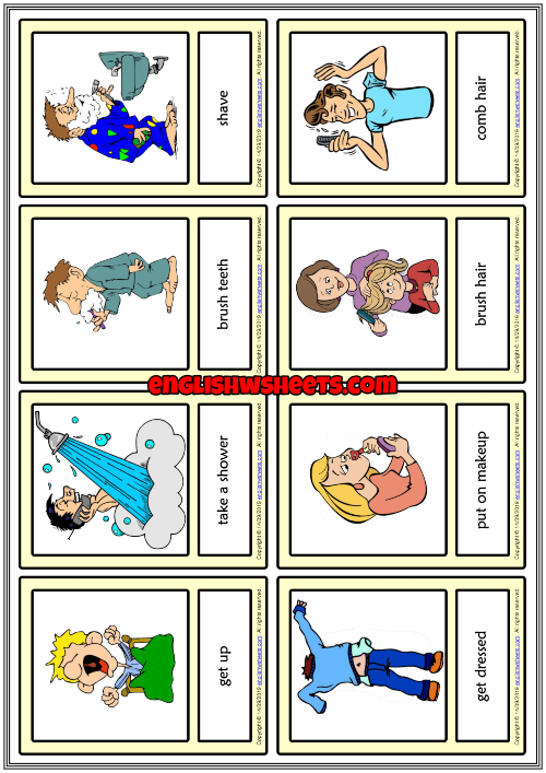 Daily Routines ESL Printable Vocabulary Learning Cards
