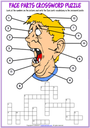 Face Parts ESL Vocabulary Worksheets