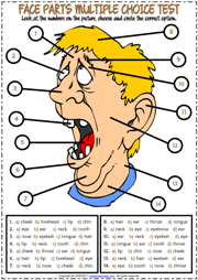 Face Parts ESL Vocabulary Worksheets