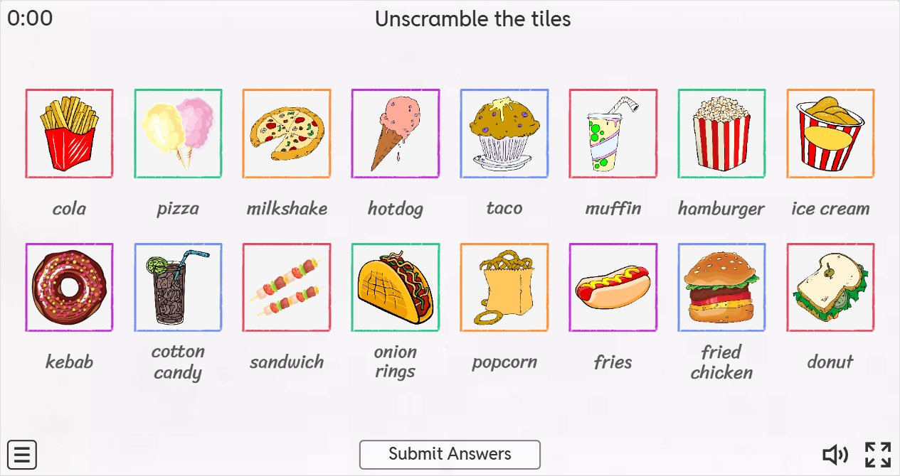 Fast Food ESL Interactive Vocabulary Worksheets