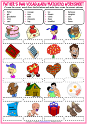 Father's Day ESL Vocabulary Worksheets