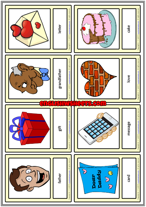 Father's Day ESL Printable Vocabulary Learning Cards
