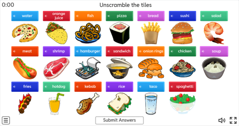 Food and Drinks ESL Interactive Vocabulary Worksheets (A)