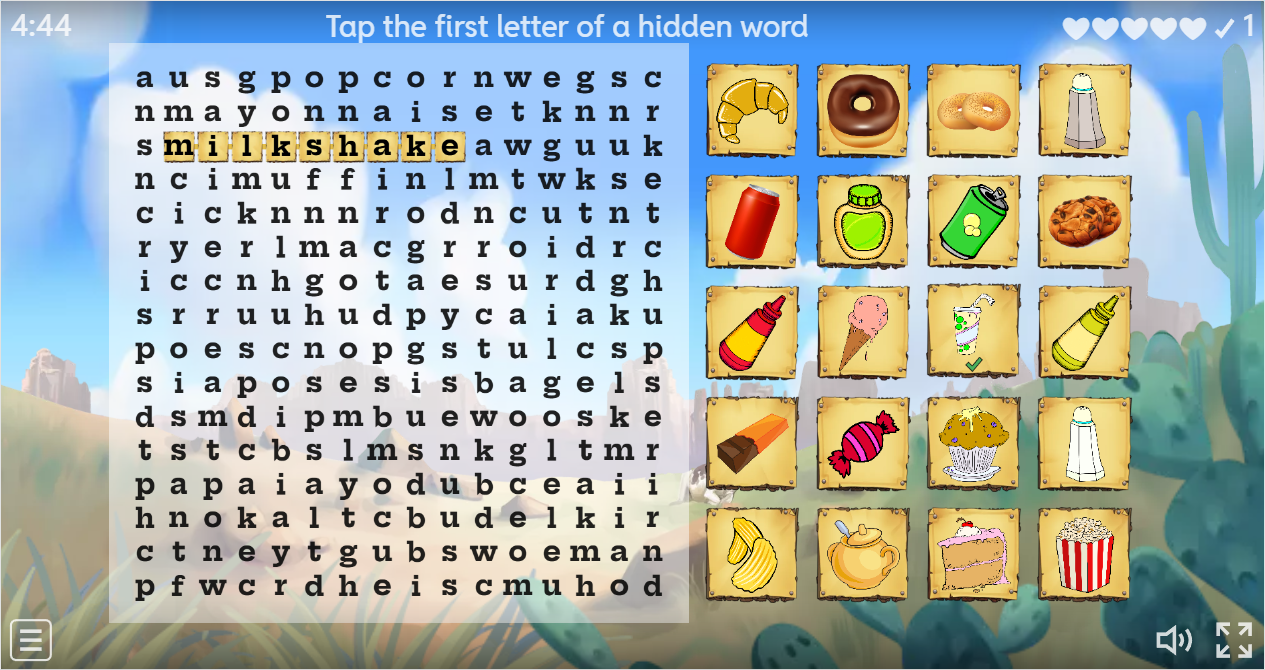 Food and Drinks ESL Interactive Wordsearch Puzzle