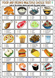Food and Drinks ESL Vocabulary Worksheets