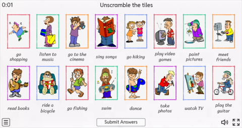 Free Time Activities ESL Interactive Worksheets (A)