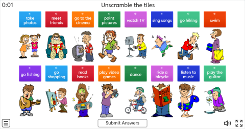 Free Time Activities ESL Interactive Worksheets (A)