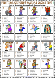 Free Time Activities ESL Vocabulary Worksheets