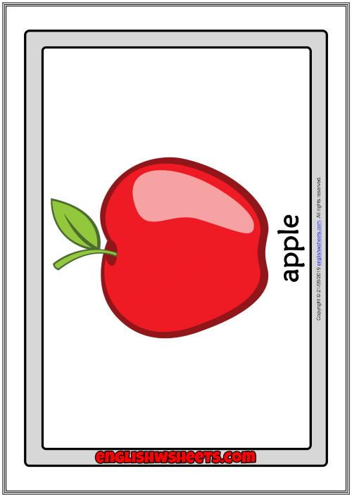 Fruits ESL Printable Flashcards With Words for Kids