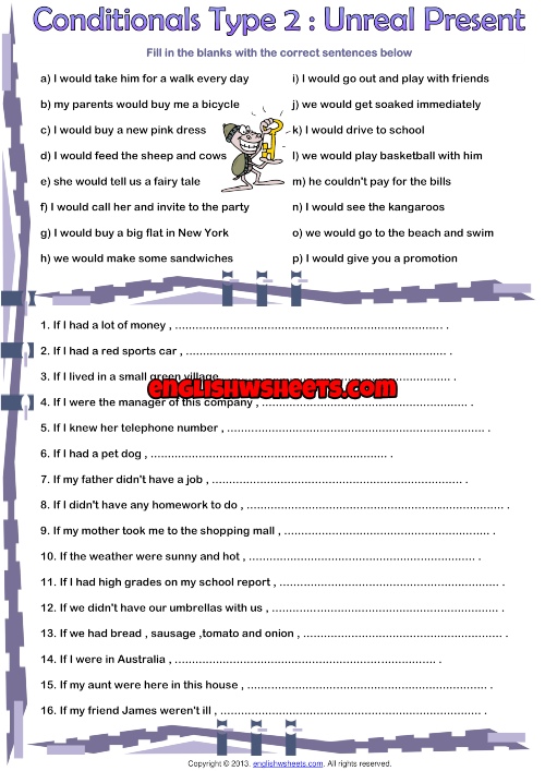 Conditionals Type 2 ESL Grammar Exercises Worksheet