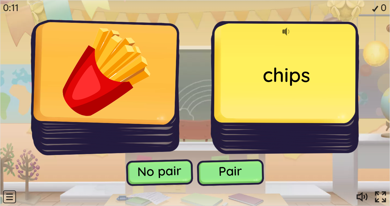 Junk Food ESL Pair or No Pair Worksheet
