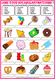 Junk Food ESL Vocabulary Worksheets