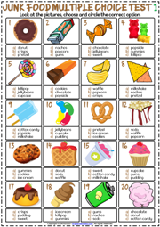 Junk Food ESL Vocabulary Worksheets