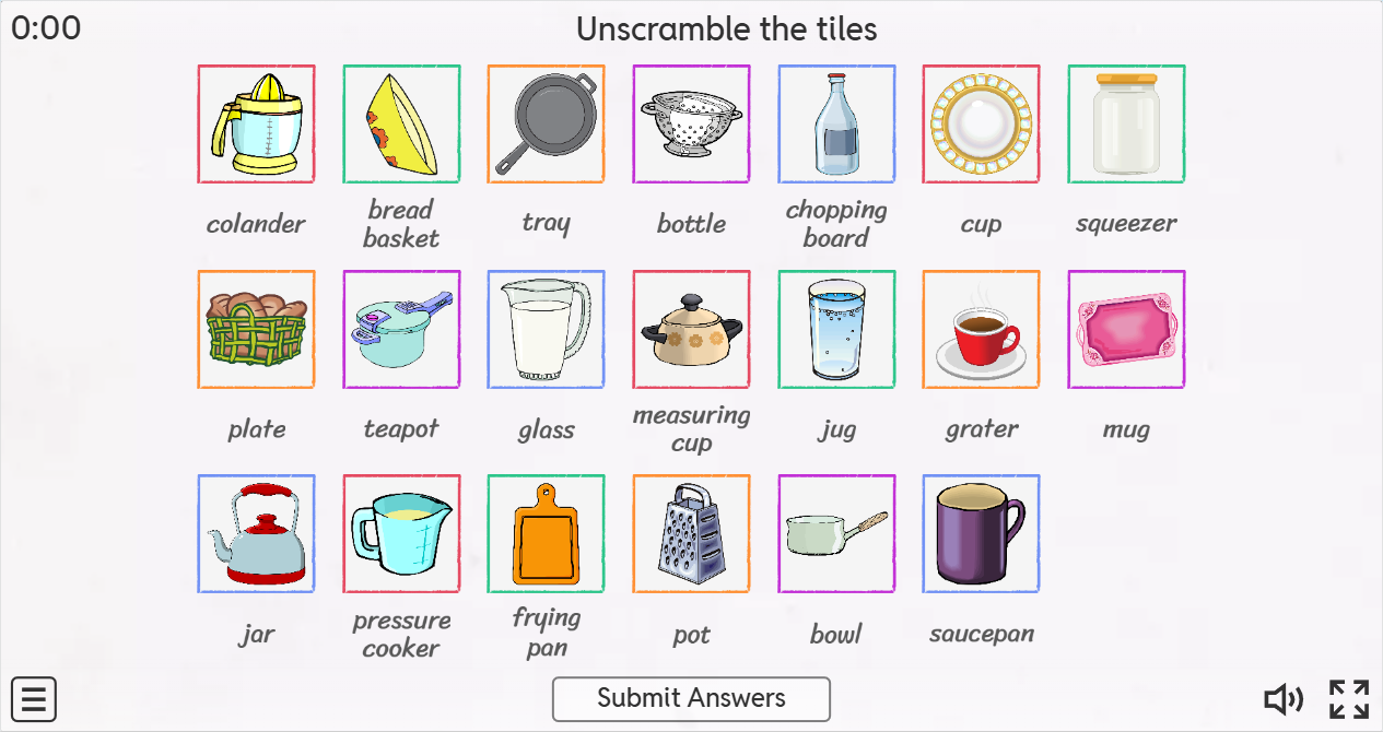 Kitchen Utensils ESL Interactive Match Up Worksheet