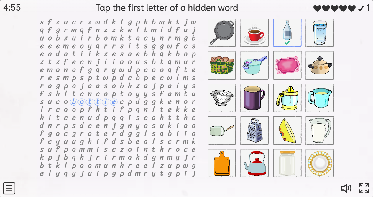 Kitchen Utensils ESL Interactive Wordsearch Puzzle