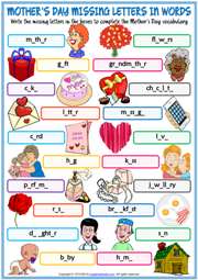 Mother's Day ESL Vocabulary Worksheets