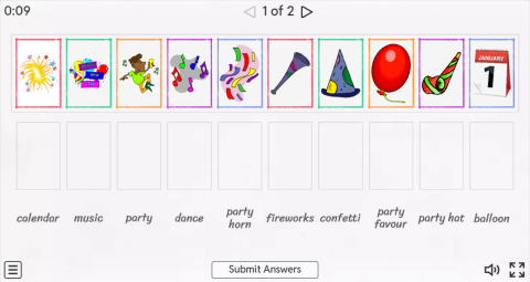 New Year's Eve ESL Interactive Vocabulary Worksheets