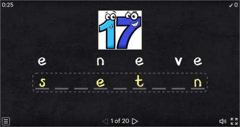 Numbers ESL Interactive Vocabulary Worksheets