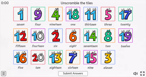 Numbers ESL Interactive Vocabulary Worksheets